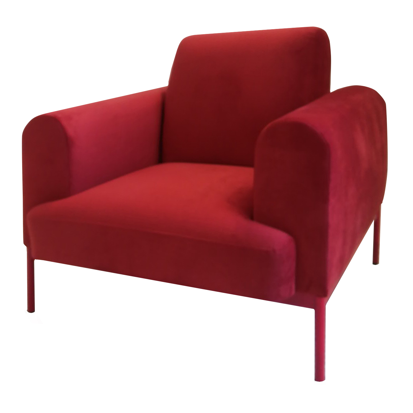 Fabricarte | Sillón Dot · Urbano Industrial · Tapiz Rojo · Patas metálicas